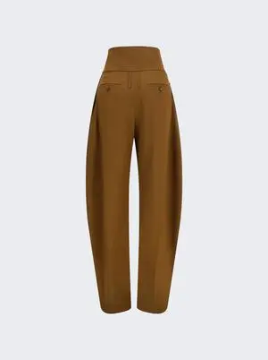 FERRAGAMO Pleated Barrel-leg Trousers Soy Seed