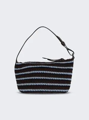 Miu Miu Striped Crochet Pouch Bag - Brown