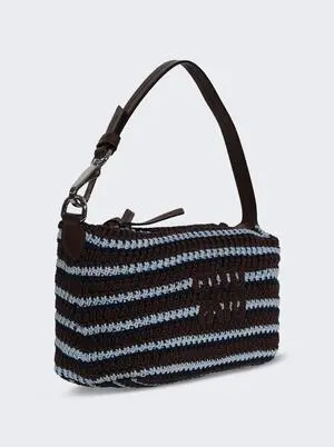 Miu Miu Striped Crochet Pouch Bag - Brown