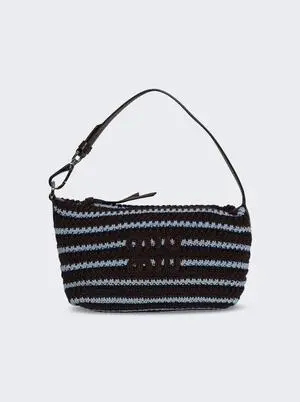 Miu Miu Striped Crochet Pouch Bag - Brown