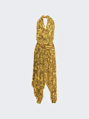 Proenza Schouler Halterneck Pleated Georgette Dress - Yellow