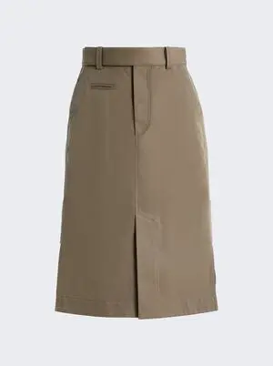 Bottega Veneta Cotton And Silk Gabardine Midi Skirt Desert Taupe - Sand