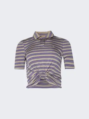 Rabanne Embellished Striped Polo Shirt Violet