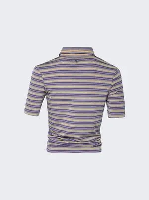 Rabanne Embellished Striped Polo Shirt Violet