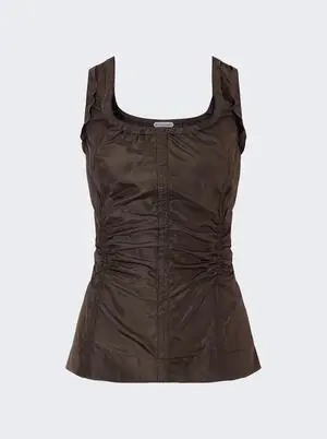 Bottega Veneta Washed Silk Taffeta Top Dark Carrubo