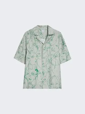 Bottega Veneta Face Doodle Shirt Pearl Grey And Grass - Gray