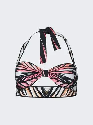 Roberto Cavalli Ray Of Paradise Print Bikini Top Coral