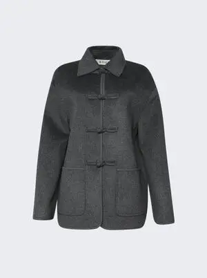 RÃHE Double-faced Wool Manderin Jacket Dark Melange - Grey