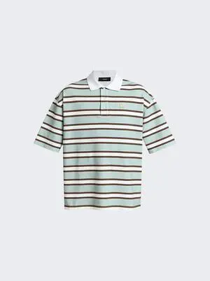 Amiri Ma Stripe Skate Polo Shirt Powder Teal