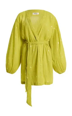 BOTEH Solene Sequined Cotton Mini Dress - Lime Green