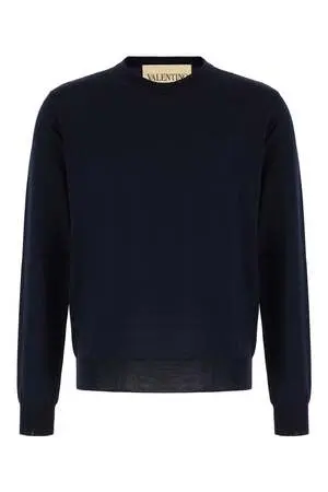 Valentino Garavani Navy Ribbed Crew Neck Pullover - Multicolor