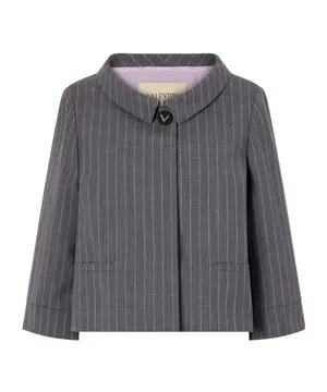 Valentino Garavani Striped Wool Jacket - Gray