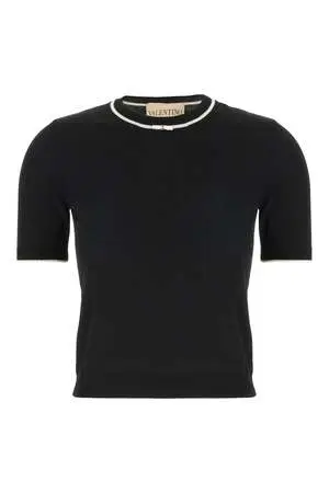 Valentino Garavani Black Knitwear With White Trim - Multicolor