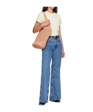 ANINE BING Leah Logo Raffia Shoulder Bag