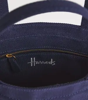 Harrods Small Cotton Embroidered Logo Tote Bag