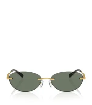 Michael Kors Manchester Oval Rimless Sunglasses - Green