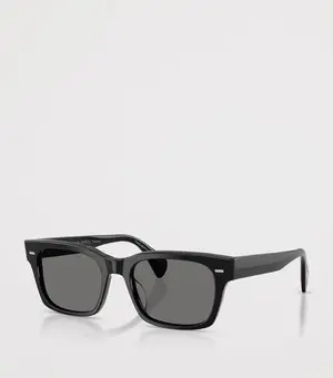 Oliver Spencer Ryce Rectangle Sunglasses - Black