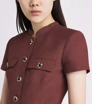 SELF-PORTRAIT Peplum-waist Midi Shirt Dress