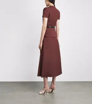 SELF-PORTRAIT Peplum-waist Midi Shirt Dress