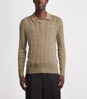 Ralph Lauren Purple Label Silk-cotton Cable-knit Polo Shirt