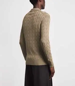 Ralph Lauren Purple Label Silk-cotton Cable-knit Polo Shirt