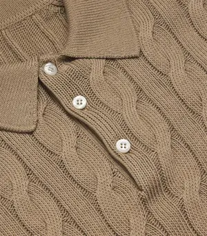 Ralph Lauren Purple Label Silk-cotton Cable-knit Polo Shirt