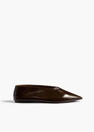 Khaite Miriam Ballerina In Glazed Leather - Cacao