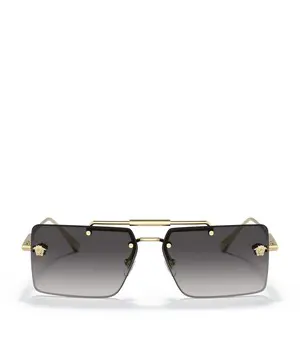 Versace Rimless Rectangle Sunglasses - Gold