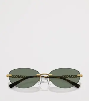 Michael Kors Manchester Oval Rimless Sunglasses - Green