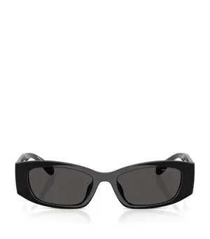 Michael Kors Rhodes Rectangle Sunglasses With Gold Tone Logo Detail
