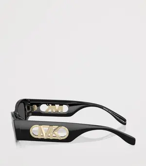 Michael Kors Rhodes Rectangle Sunglasses With Gold Tone Logo Detail