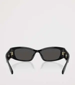 Michael Kors Rhodes Rectangle Sunglasses With Gold Tone Logo Detail