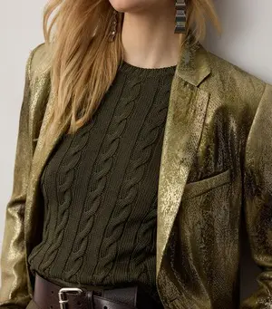 Ralph Lauren Silk-blend Cable-knit Sweater - Green