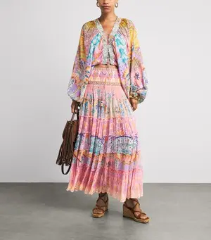 Camilla Tiered Maxi Skirt - Pink