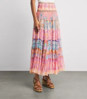 Camilla Tiered Maxi Skirt - Pink