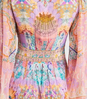 Camilla Silk Maxi Dress With Embellished V-neck
