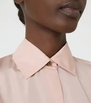 Max Mara Taffeta Maxi Shirt Dress With Puff Sleeves And Belt