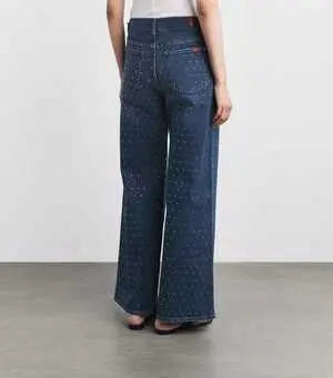 7 For All Mankind Lotta Wide-leg Jeans With Rhinestone Embellishments
