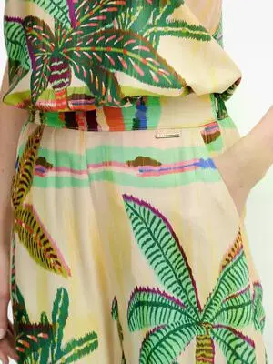 LOLA CASADEMUNT Palm Print Straight-leg Trousers - Neutrals