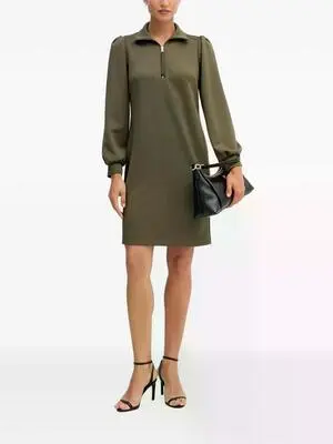 Joseph Ribkoff Quarter-zip Puff-sleeve Mini Dress - Green