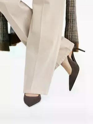 Brunello Cucinelli Suede Slingback Heels With Monili