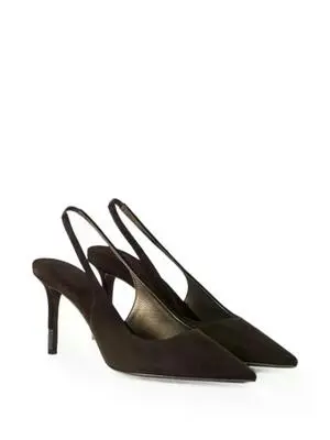 Brunello Cucinelli Suede Slingback Heels With Monili Detail