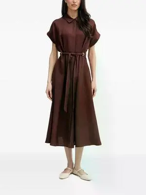 Joseph Ribkoff Belted Short-sleeve Midi Dress - Brown