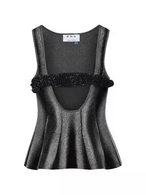 Ph5 Reflective Peplum Tank Top - Black