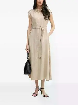 Joseph Ribkoff Belted Button-front Midi Dress - Neutrals