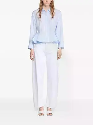 Sandro Striped Pleated Peplum Shirt