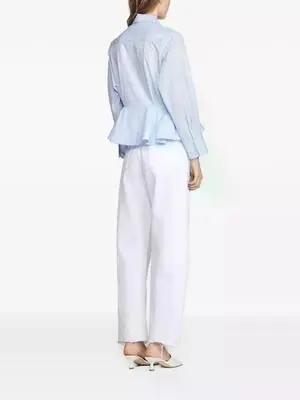 Sandro Striped Pleated Peplum Shirt