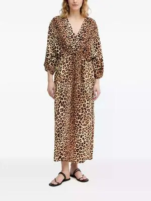 LOLA CASADEMUNT Leopard-print Sequin-embellished Maxi Dress - Brown