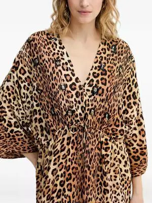 Lola Casademunt Leopard Print Sequin Embellished Maxi Dress