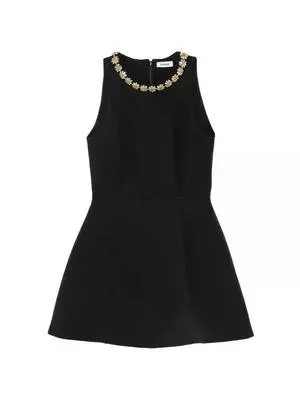 Sandro Embellished-neck Sleeveless Mini Dress - Black